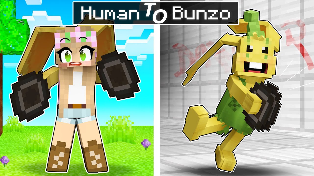 From HUMAN to BUNZO BUNNY in Minecraft - YouTube