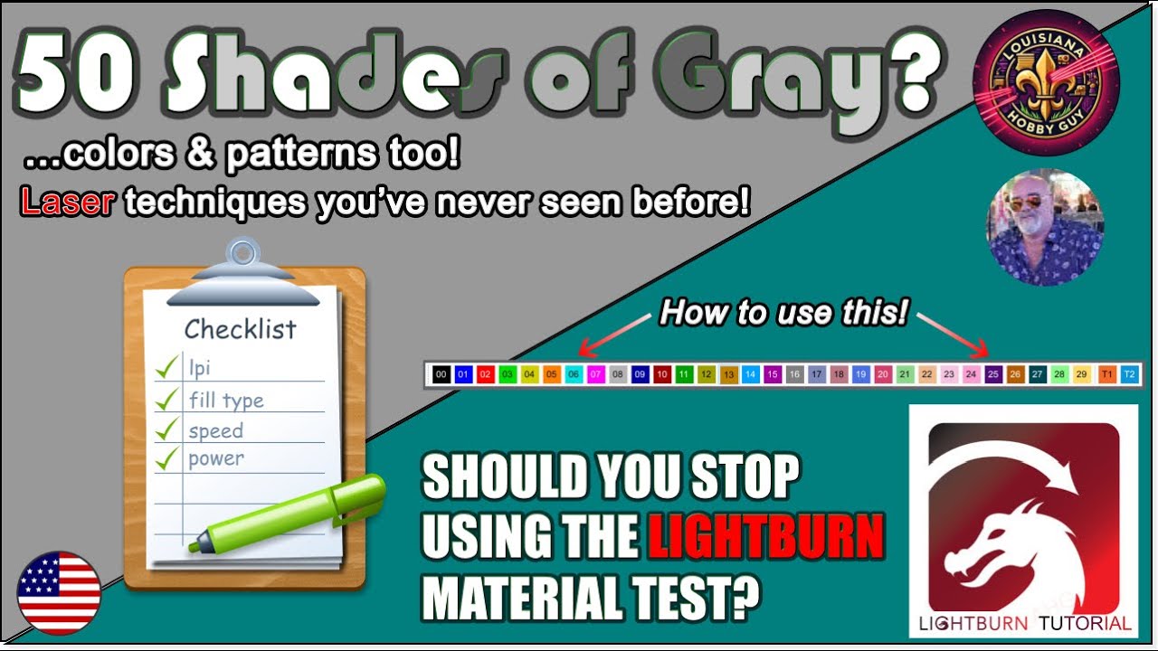 😲 50 SHADES OF GRAY on a Laser Engraver! AND COLORS! Lightburn Tutorial ...