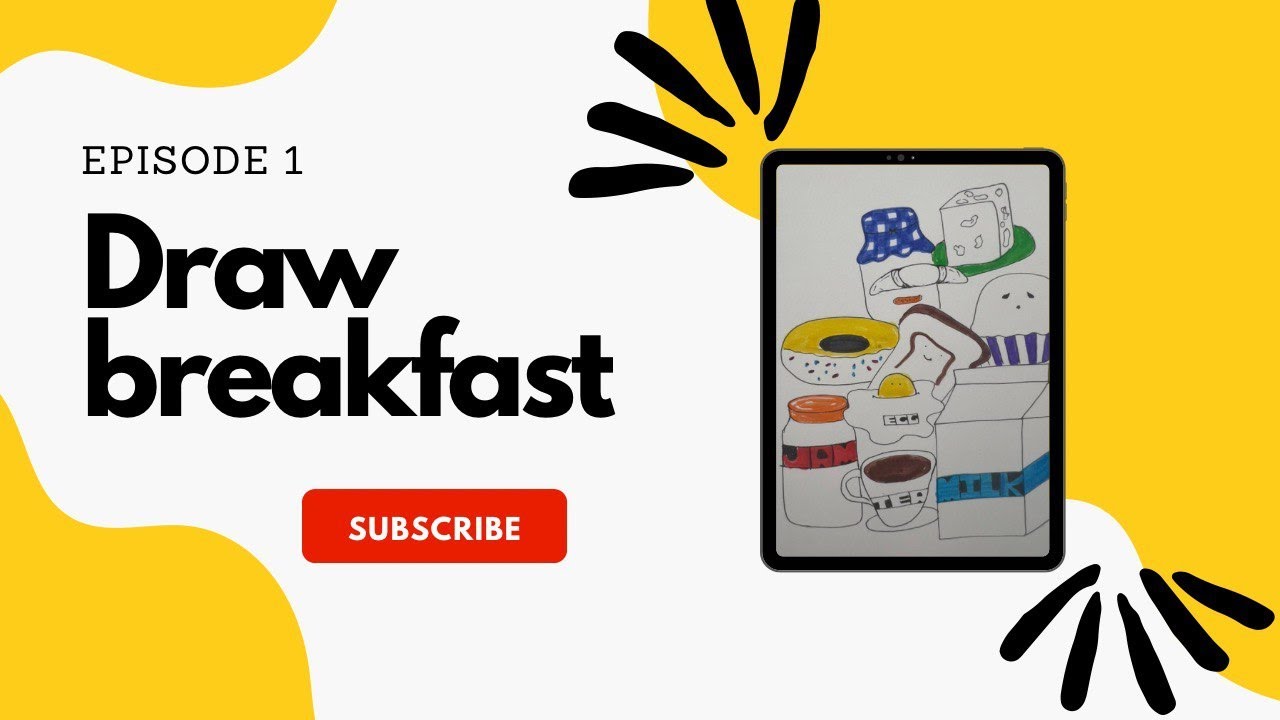 how to draw breakfast items - YouTube