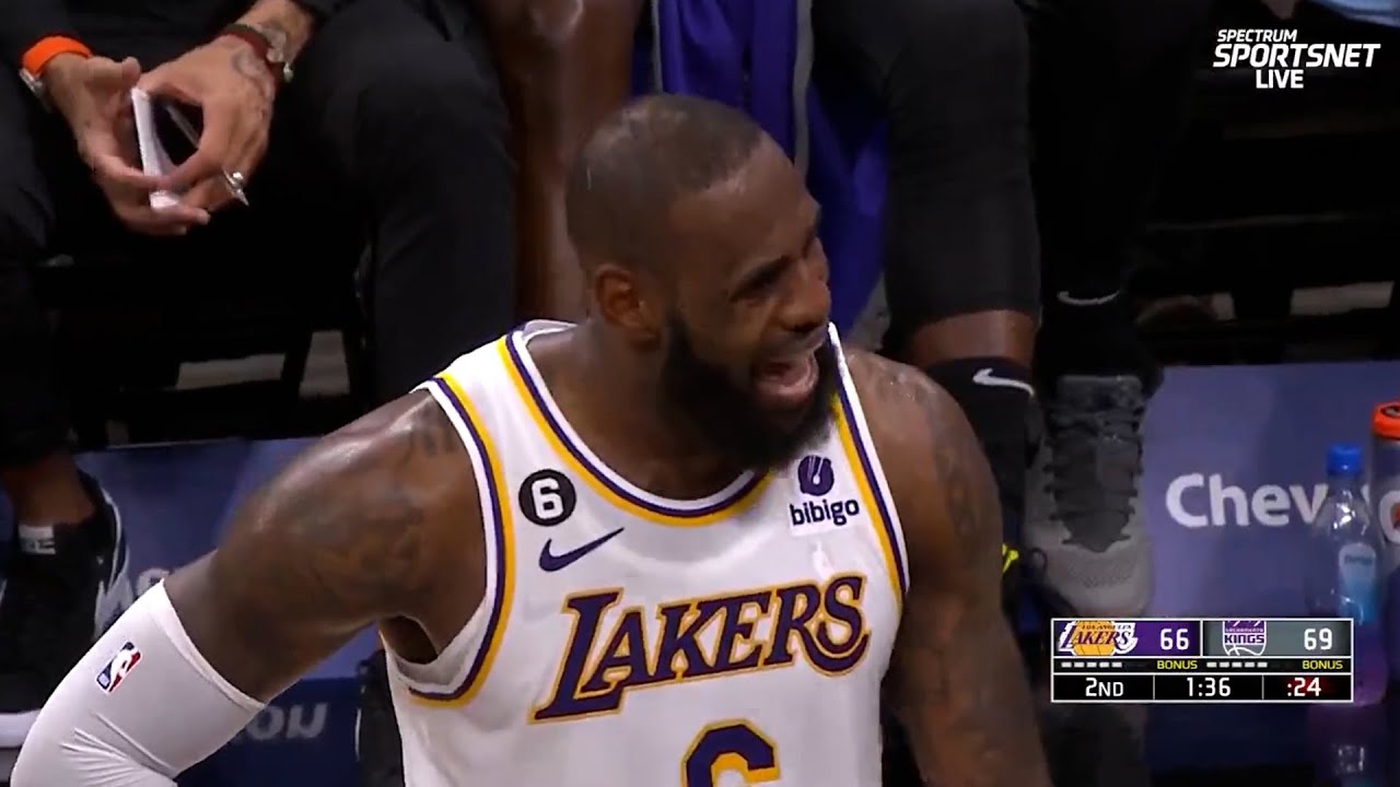 LeBron James got hit in the hands and got mad at the referee because he ...