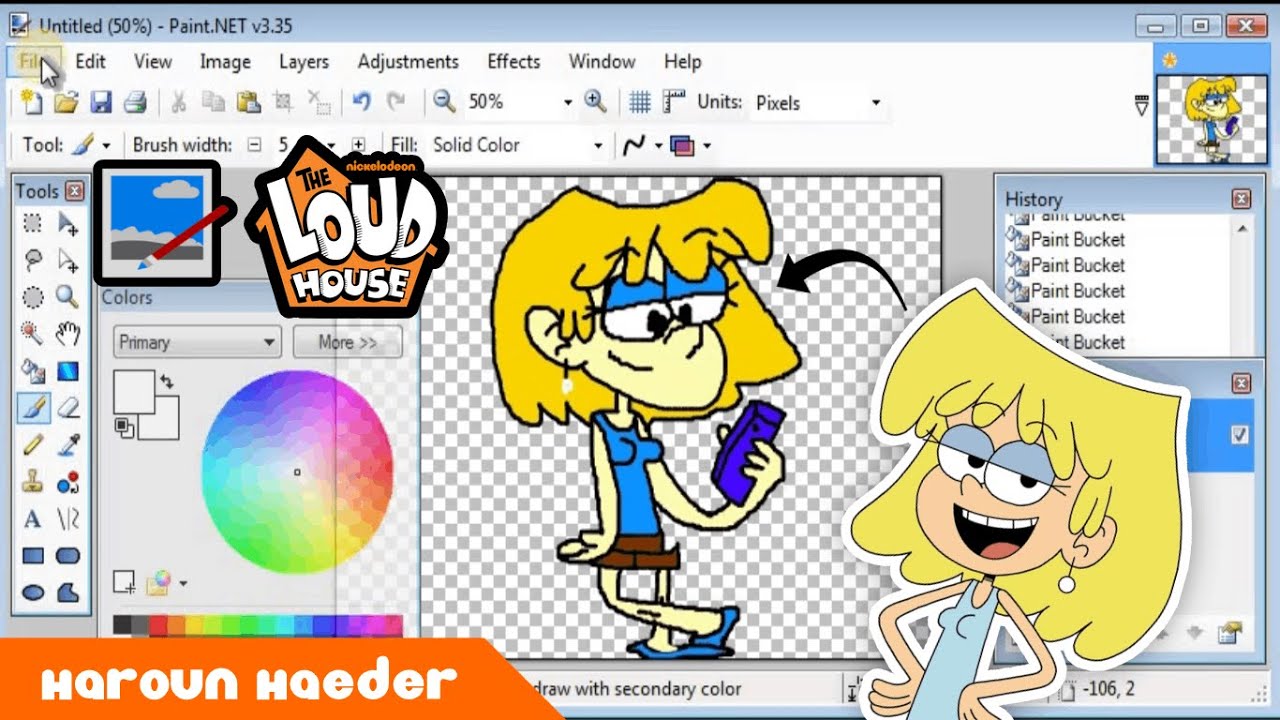 How to draw Lori Loud from The Loud House using Paint.NET! - YouTube