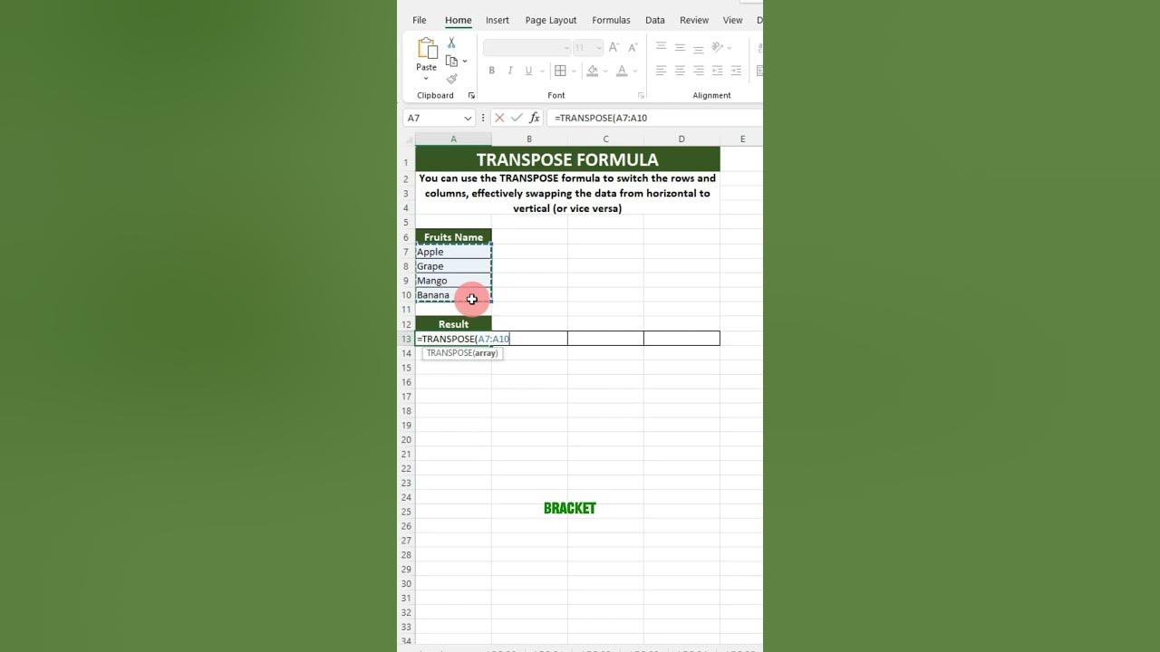 Excel Transpose Formula Tutorial! 🔄💼 #ExcelTips #TransposeFormula #DataManipulation #shorts ...