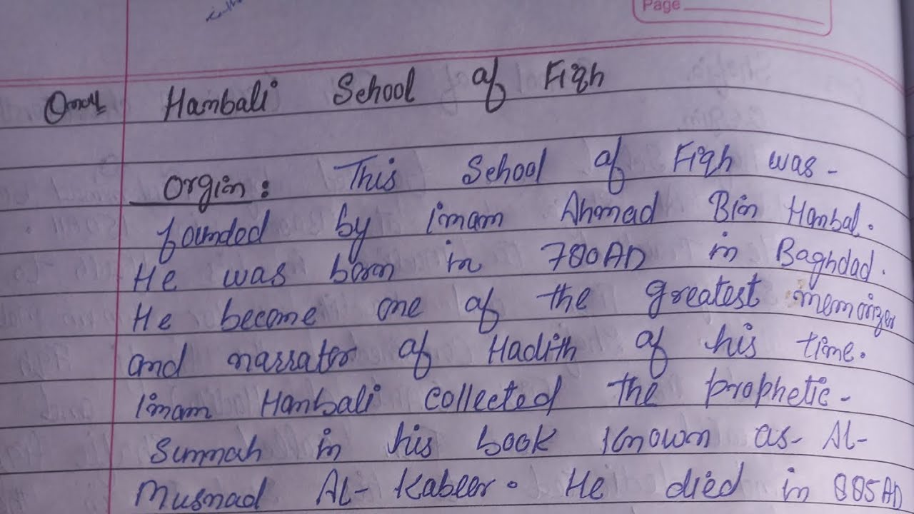 Hanbali School of fiqh its origin and characteristics BA 6th /2nd sem ...