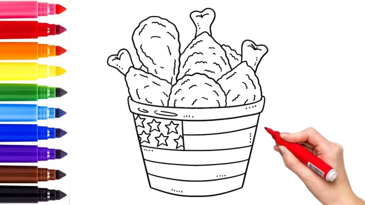 Cara Menggambar Ayam Goreng yang Mudah untuk Anak-Anak | Simple Fried ...