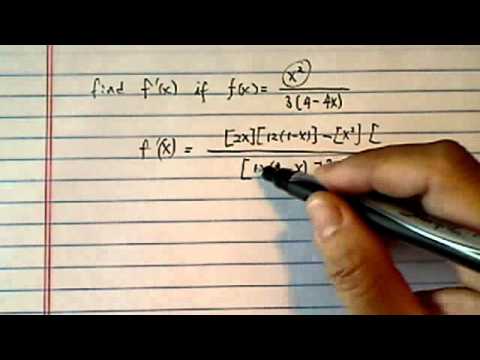 *Find Derivative: f(x)=x^2/3(4-4x) - YouTube