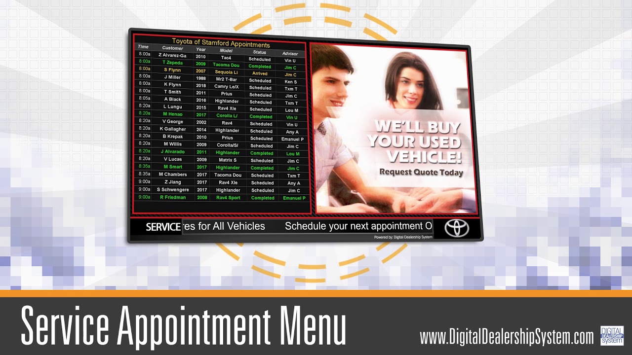 Service Appointment Menu for Car Dealers - YouTube