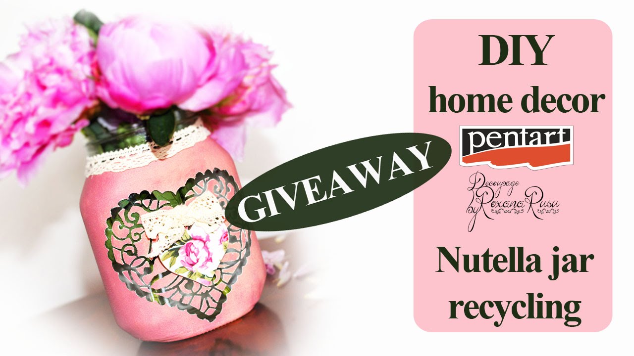 How to decoupage on glass - DIY Nutella Jar Recycling / nutella jar diy ...