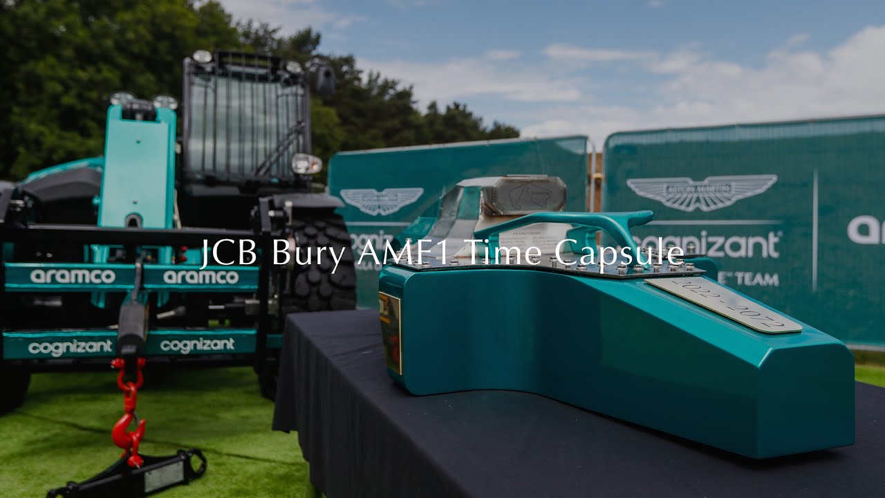 JCB buries time capsule beneath new Aston Martin F1 factory - YouTube