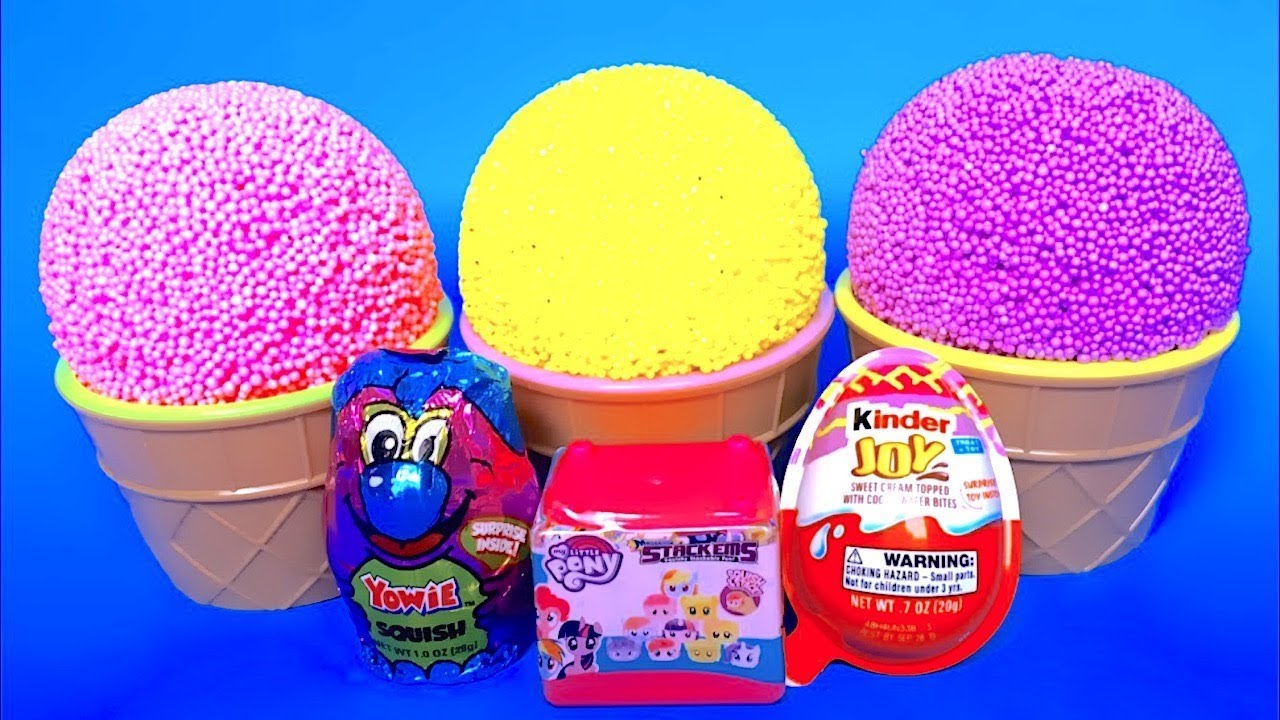 3 Color Play Foam in Ice Cream Cups | Surprise Toys Yowie,My little ...