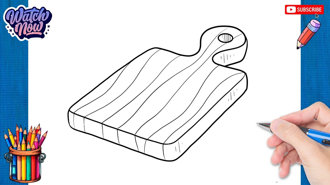 How to draw Chopping Board - Kitchen Utensils Drawing - YouTube