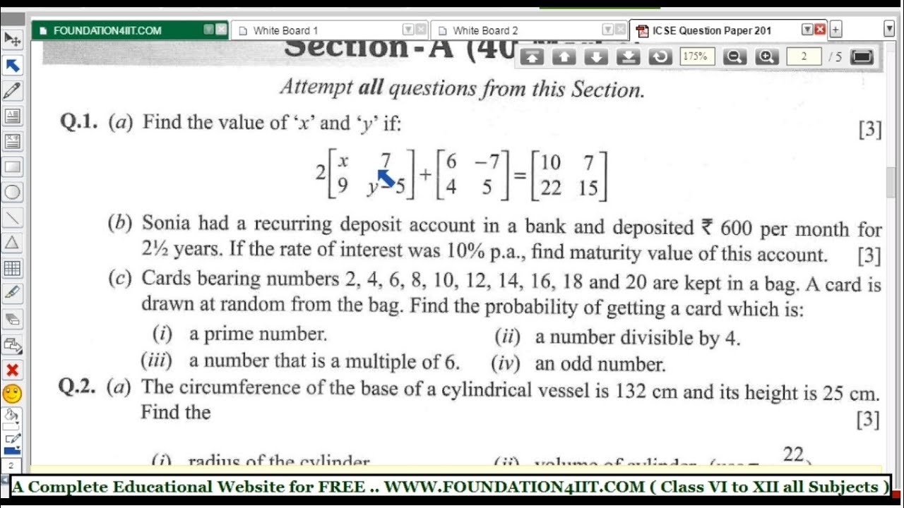 Class 10 Maths ICSE Question Paper 2018 Q No 1 YouTube class-10-maths-icse-question-paper-2018-q-no-1-youtube