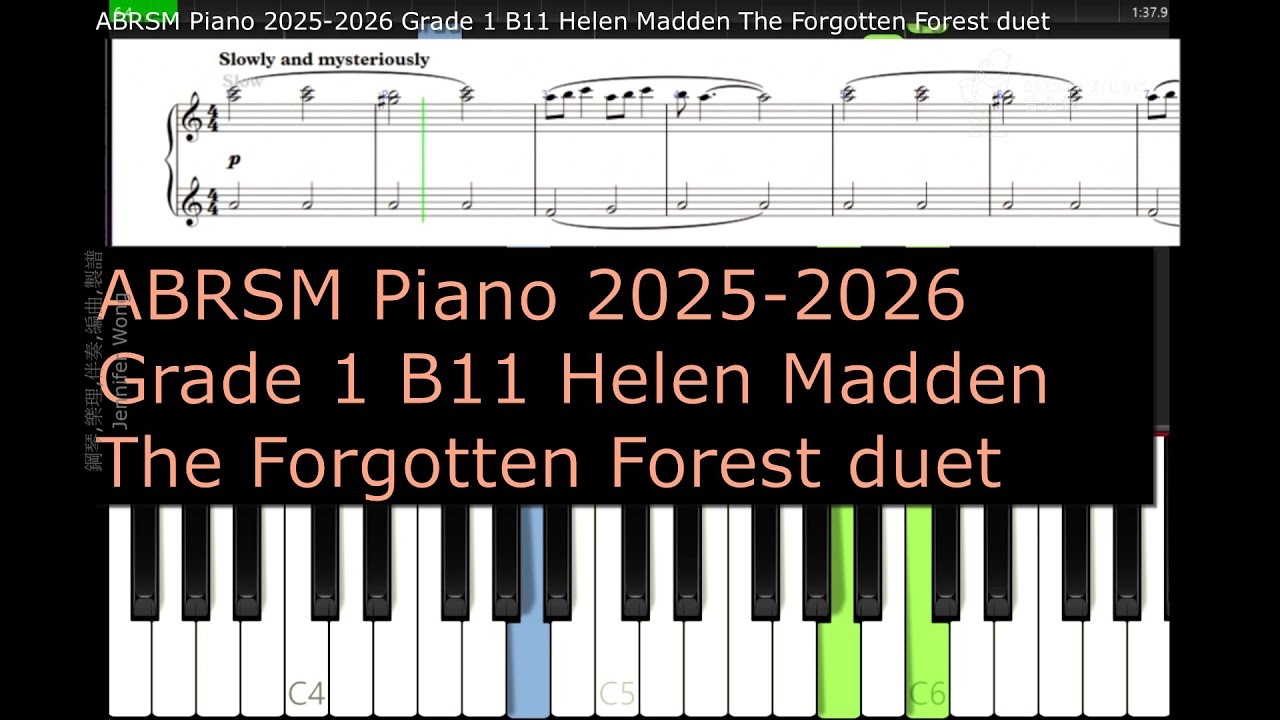 ABRSM Piano 2025 2026 Grade 1 B11 Helen Madden The Forgotten Forest ...