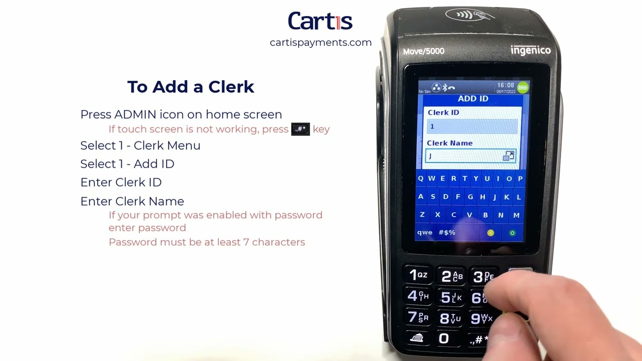 How to Add Clerk/Server/Cashier on an Ingenico Desk 5000 or Move 5000 ...