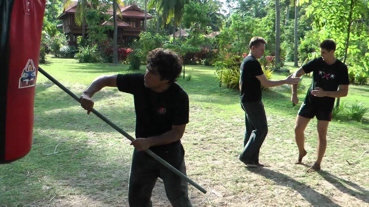 Bo staff side striking basics with thrust defense using cat stance ...
