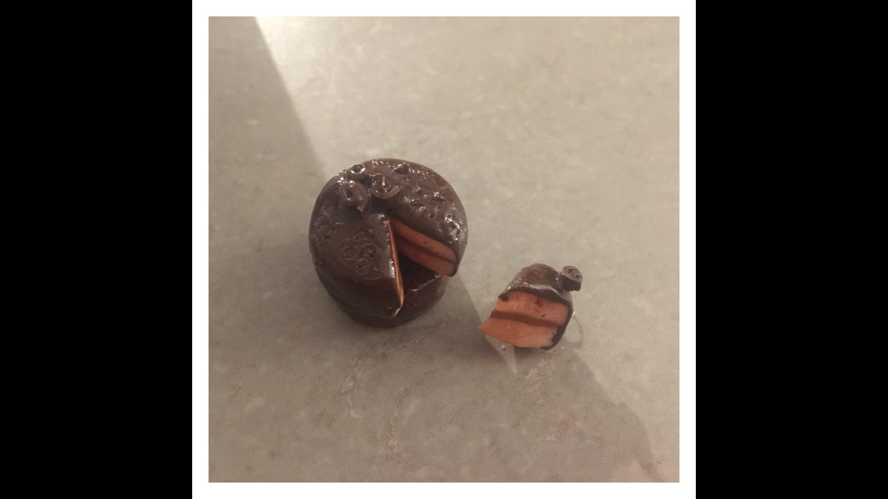 chocolate cake fridge magnet and charm in Fimo - YouTube
