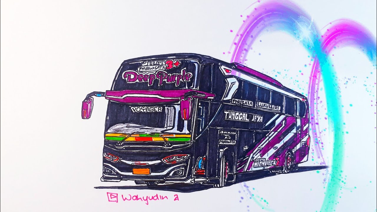 bus deep purple tunggal jaya,menggambar bus telolet basuri - YouTube