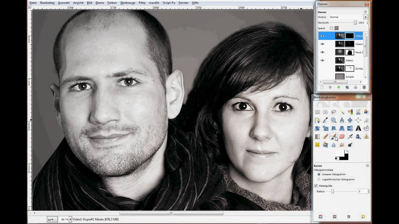 Schwarzweiß-Portrait - 3/4 -- Gimp Tutorial - Dodge&Burn - YouTube