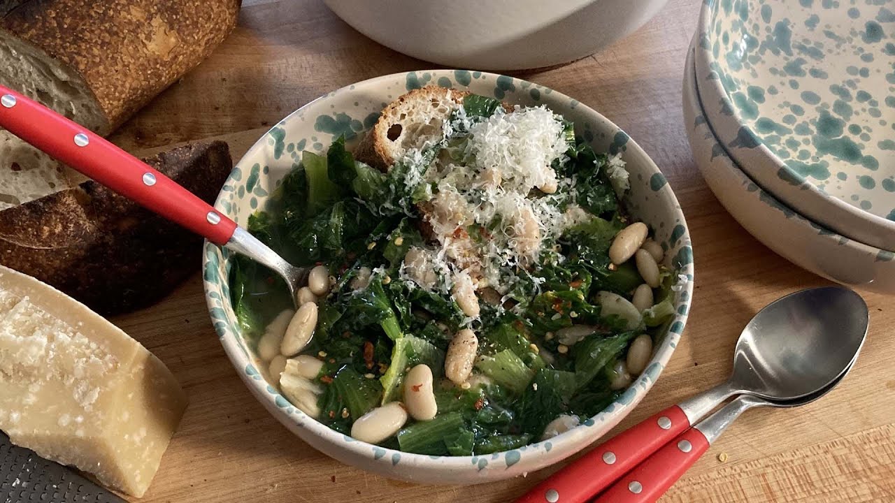 Quick, Easy + Comforting Stewed Escarole & Beans - YouTube