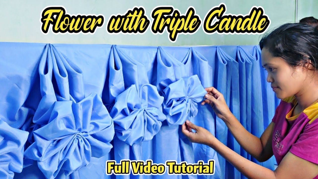 FLOWER WITH TRIPLE CANDLE FULL VIDEO TUTORIAL TABLE SKIRTING DESIGN ...