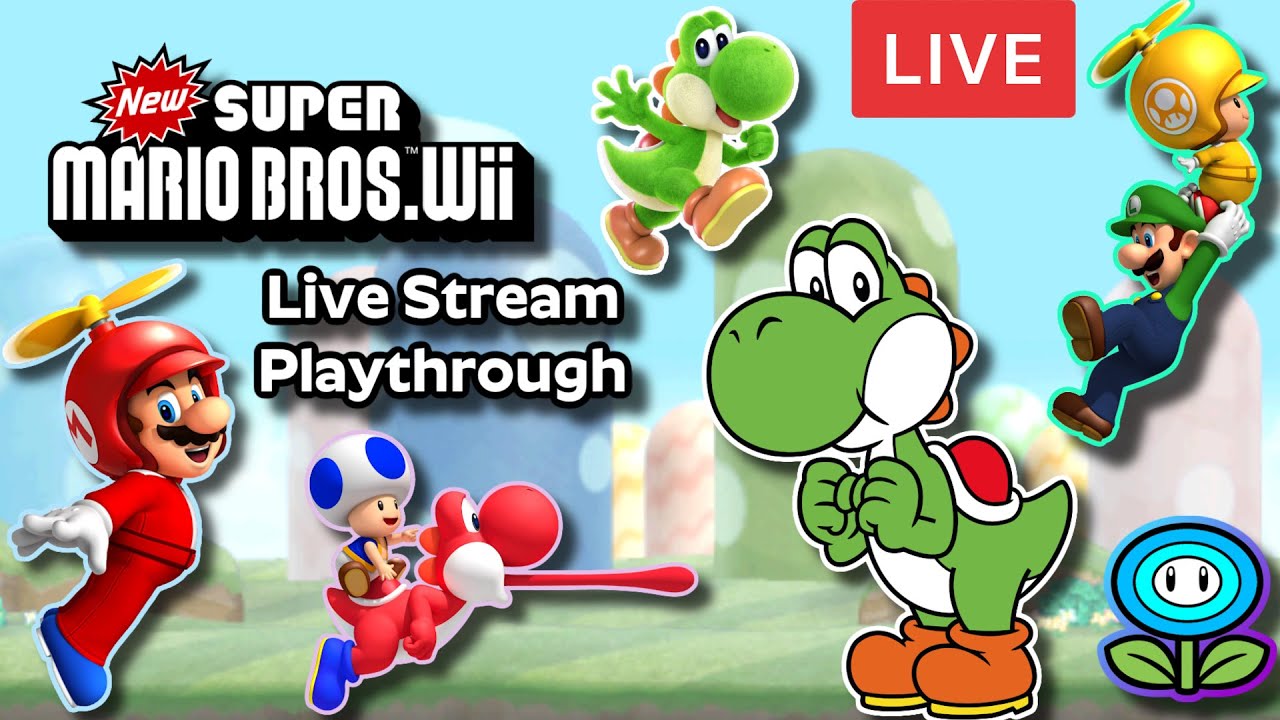 New Super Mario Bros Wii Live Stream Playthrough Part 1 Everyone's ...