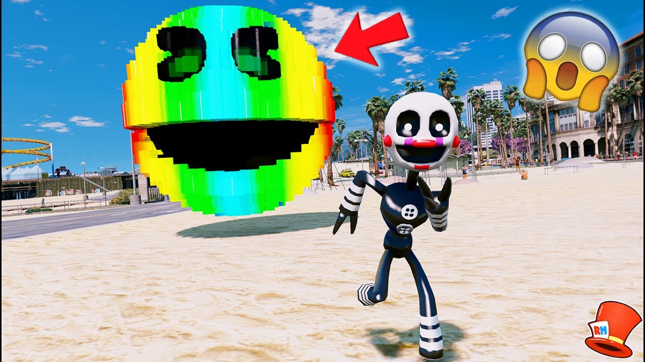 CAN ADVENTURE PUPPET ESCAPE EVIL GIANT RAINBOW PACMAN? (GTA 5 Mods FNAF ...