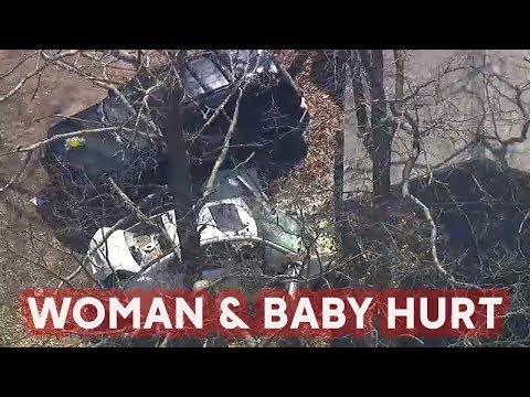 Woman, baby seriously injured in grinding, multi-vehicle crash