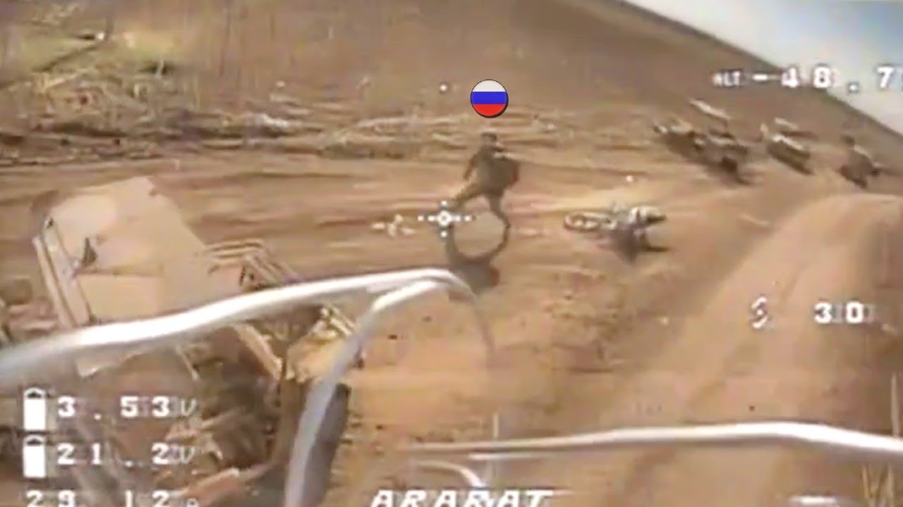 Russian soldier tried to hide inside of their destroyed ATV. - YouTube