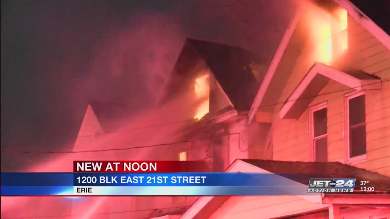 Fire crews battle three house fire on Erie’s east side - YouTube