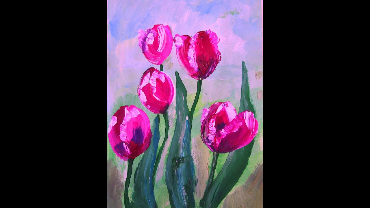 Cum să pictezi lalele. Tutorial de pictură./ How to Paint Tulips. - YouTube