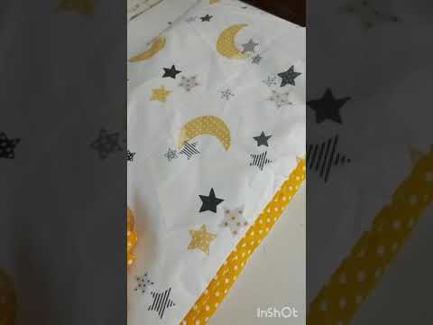 Bebek Özel Pamuklu Bebek Çocuk Yorgan Yastık Çarşaf Seti (Sarı Hilal Puanlı)