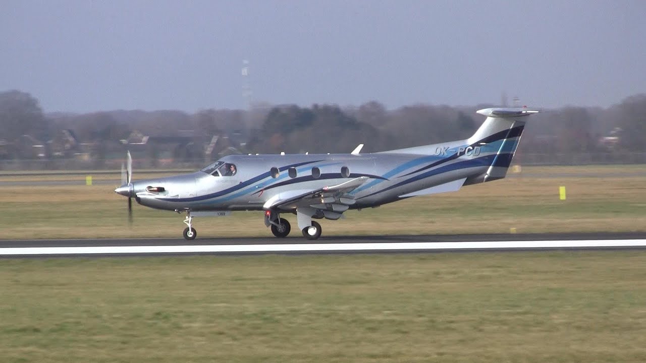 Pilatus PC-12 Takeoff Groningen Airport Eelde - YouTube
