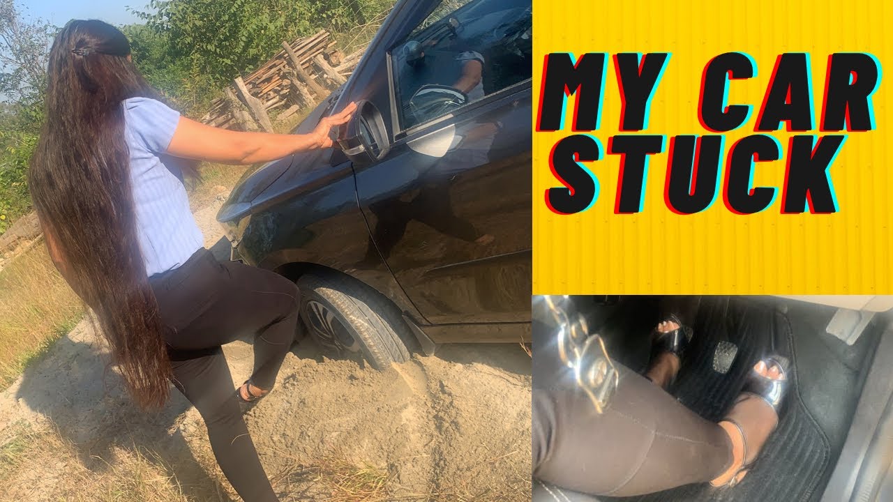 My car stuck in sand || Lady driver car stuck.. - YouTube