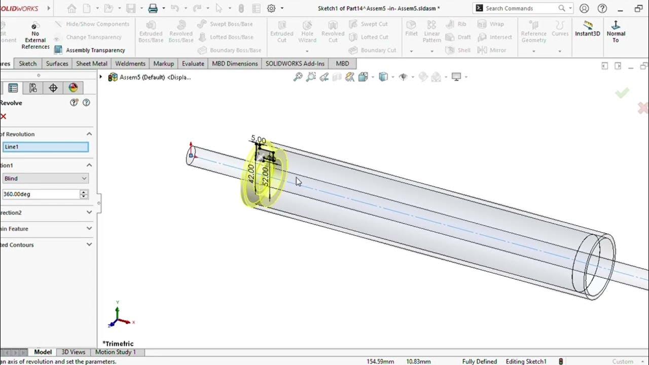 solidworks tutorial assembly level// create in assembly part - YouTube