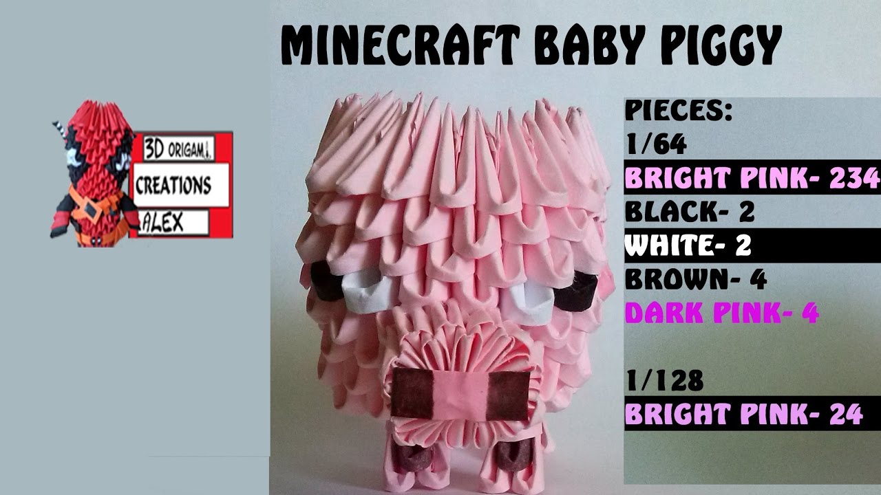HOW TO MAKE 3D ORIGAMI BABY PIG MINECRAFT TUTORIAL || DIY 3D ORIGAMI ...