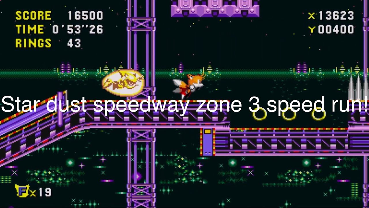 Star dust speedway zone 3 speed run [Good Future] (Tails) (1’13”30 ...