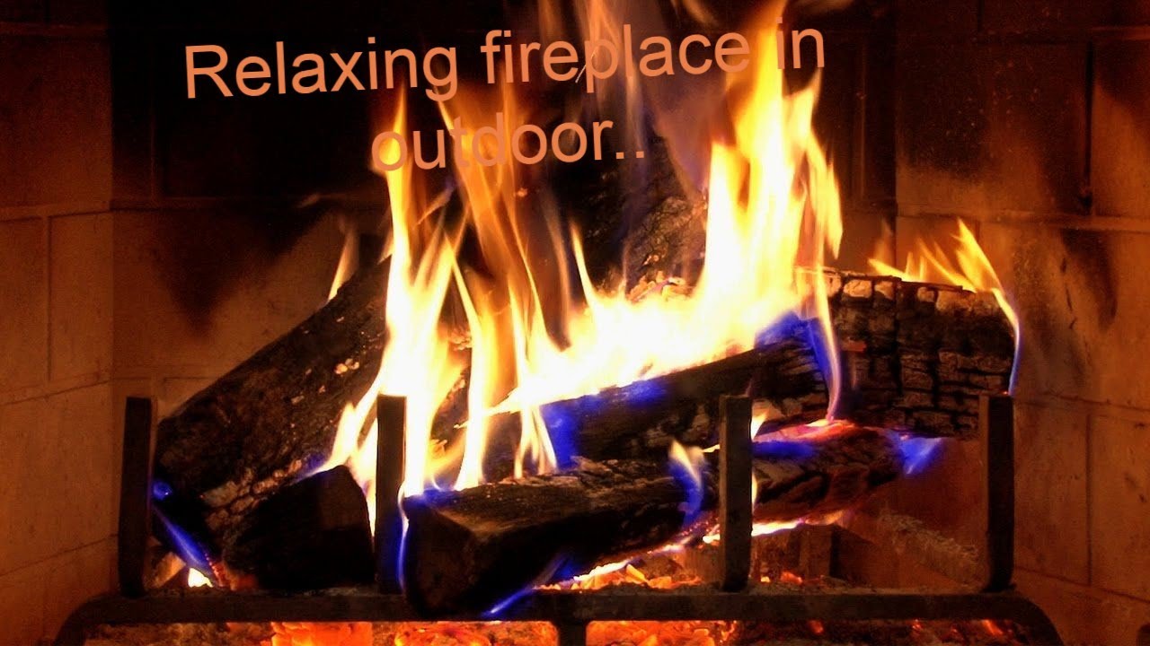 Relaxing fireplace in outdoor.. - YouTube