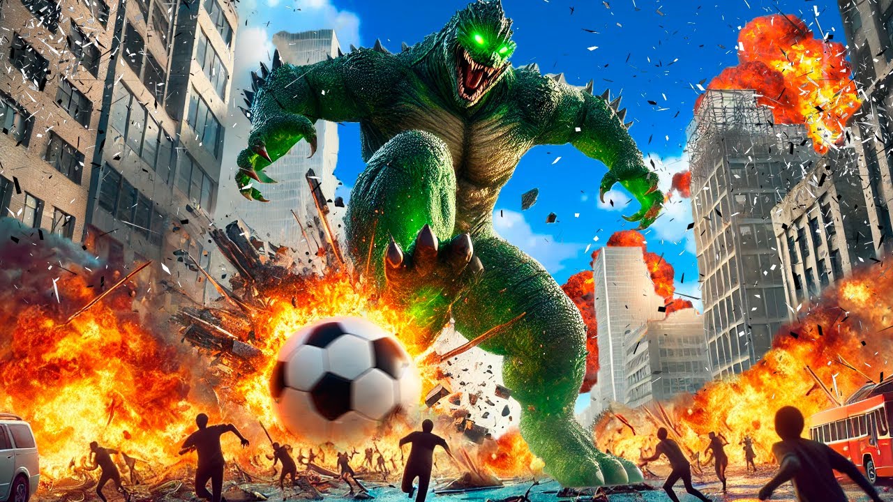 GODZILLA DESTRUYE UNA CIUDAD JUGANDO AL FUTBOL | TERROR OF HEMASAURUS ...