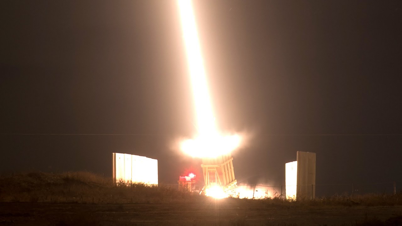 Israeli Iron Dome Shield Intercepts Rockets from Gaza - YouTube