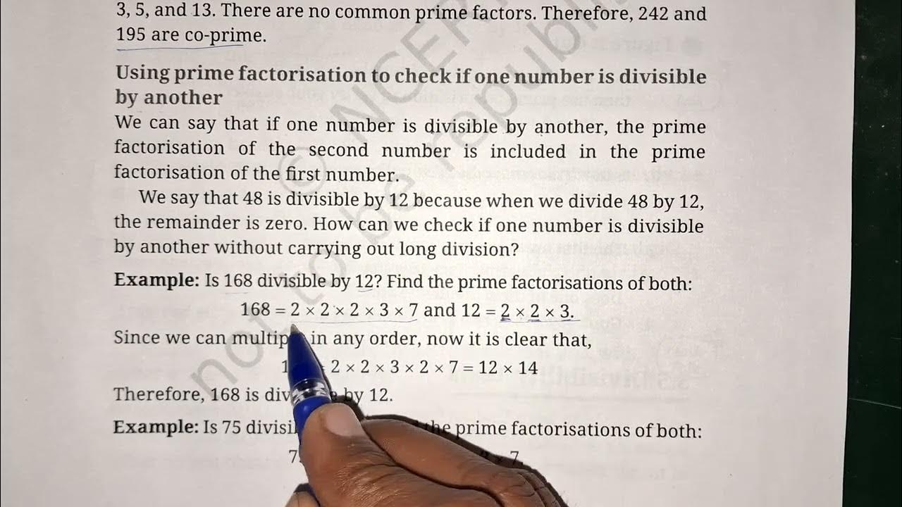 Using Prime factorisation to check if one number is divisible by another P-121 Chapter-5 Prime ...