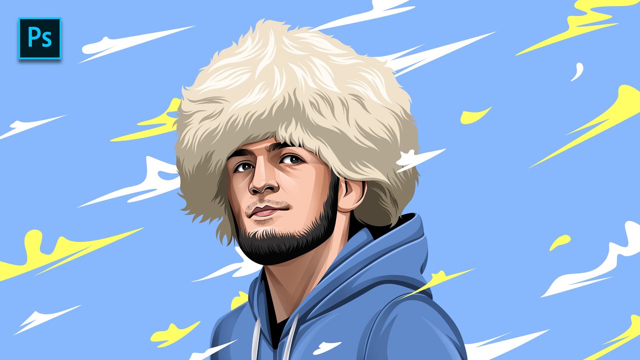 Khabib Nurmagomedov Speedart Cartoon | Adobe Photoshop - YouTube
