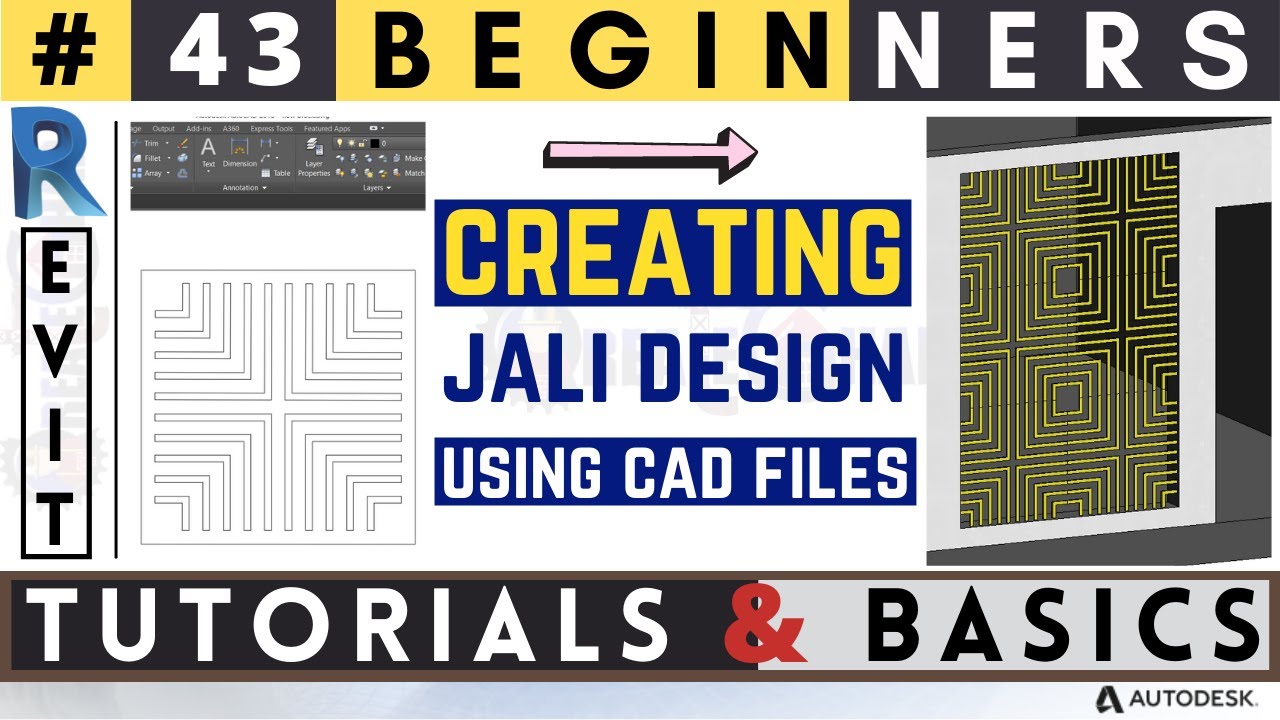 #43 Beginners / Creating Jali Design using CAD Files (.dwg) / Revit ...