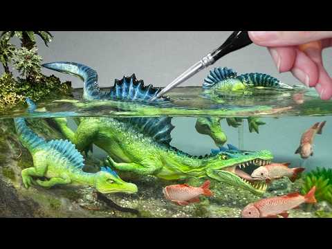 SPINOSAURUS Teaches Babies to Hunt Fish! / Resin Diorama