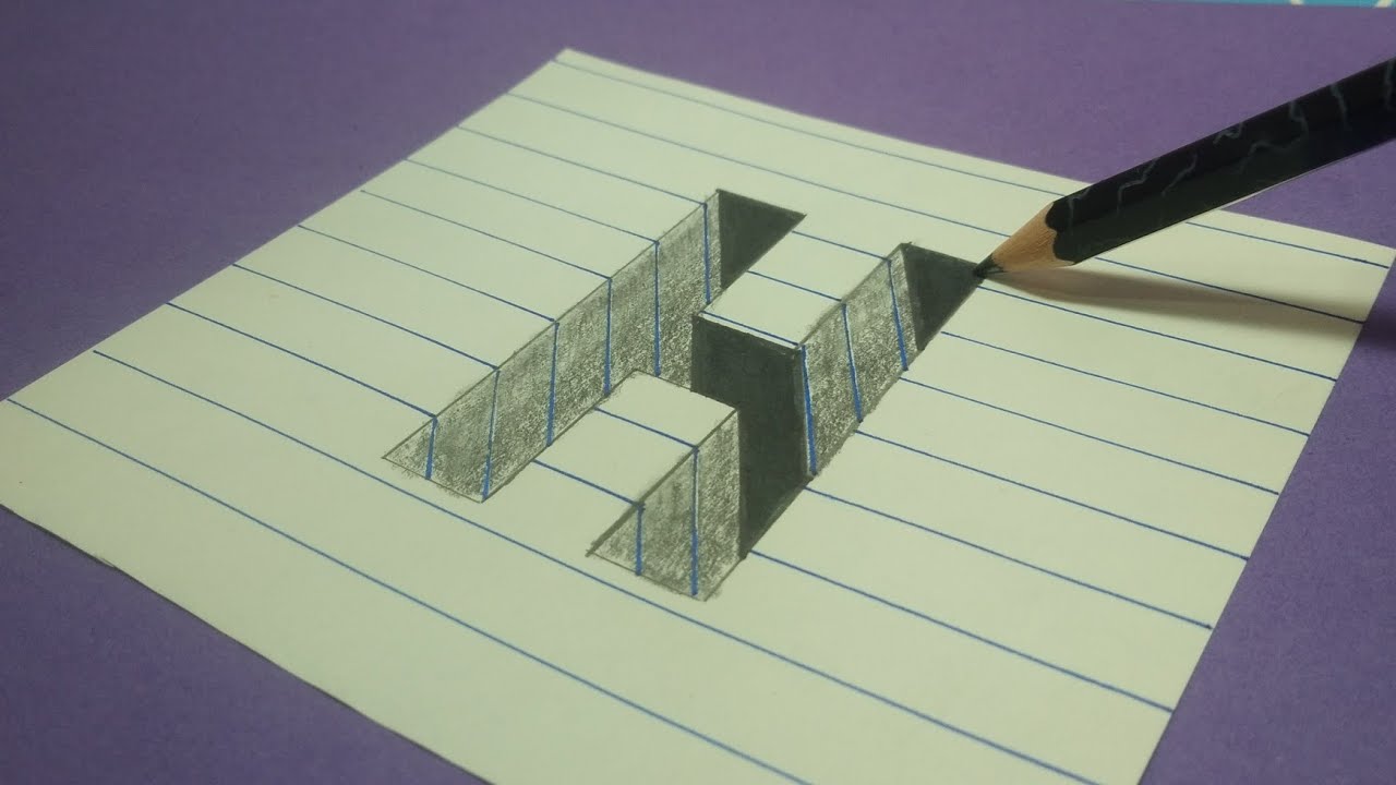Very Easy || How To Drawing 3D Letter “H” On Paper - YouTube