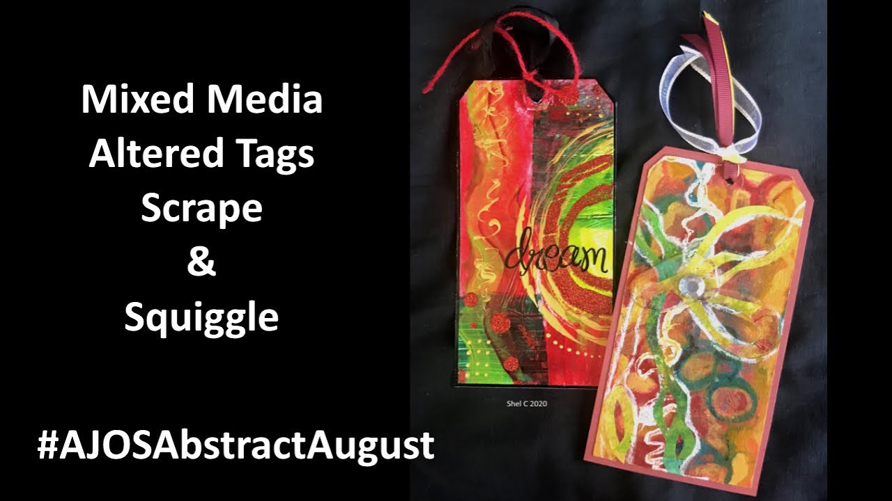 Mixed Media Abstract Altered Tags #AJOSAbstractAugust - YouTube
