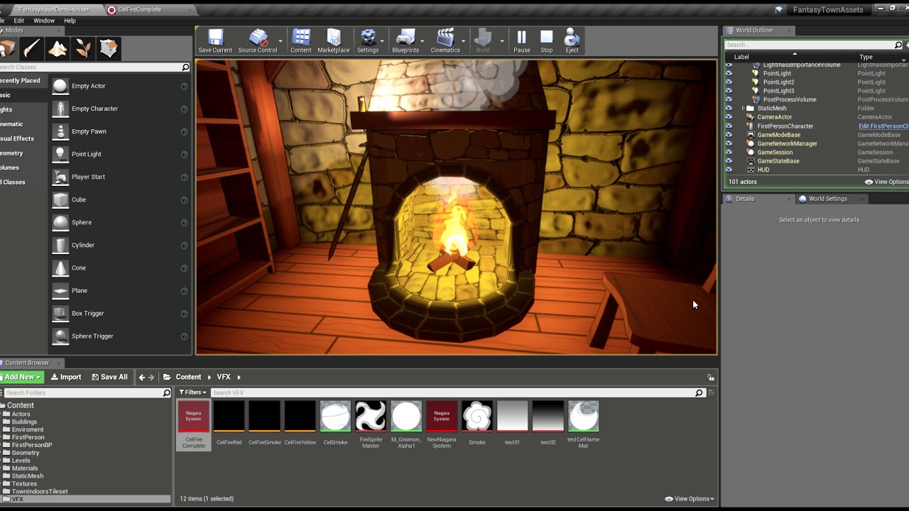 Test of cel shaded "stylized" fire in UE4 with Niagara particle system ...