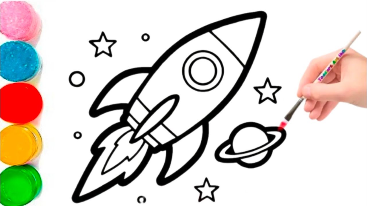 How to Draw A Rocket Ship Easy - YouTube