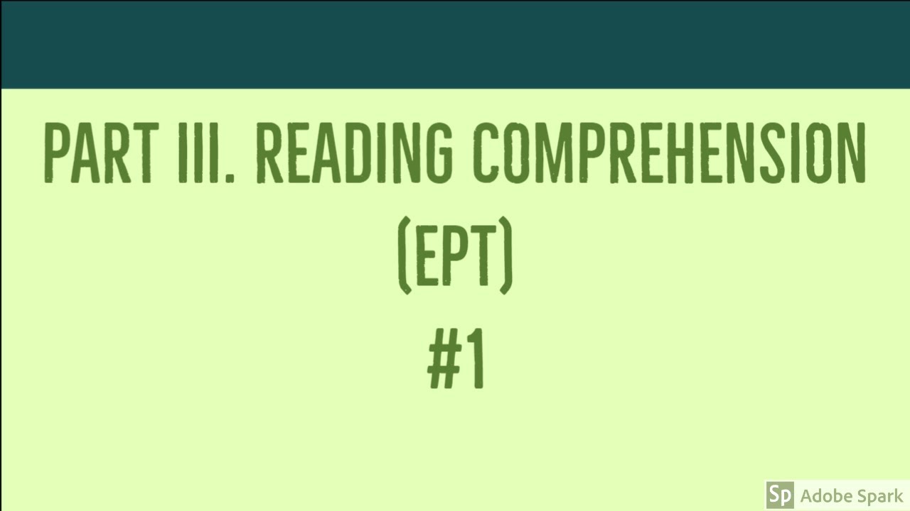 PART III. READING COMPREHENSION (EPT) #1 - YouTube