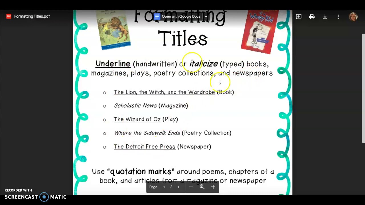 Formatting & Capitalizing Titles - YouTube