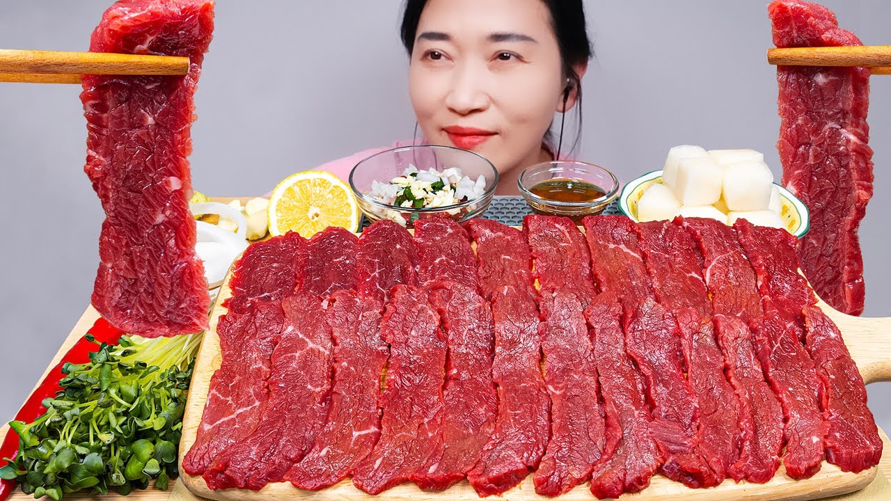 싱싱한 대구 뭉티기 생고기 리얼사운드 먹방 ASMR Raw Beef MUKBANG EATING SOUNDS NO TALKING ...