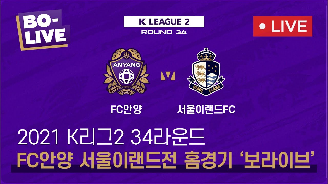FC안양 vs 서울E (34R) 홈 경기 라이브 '보라이브' - YouTube
